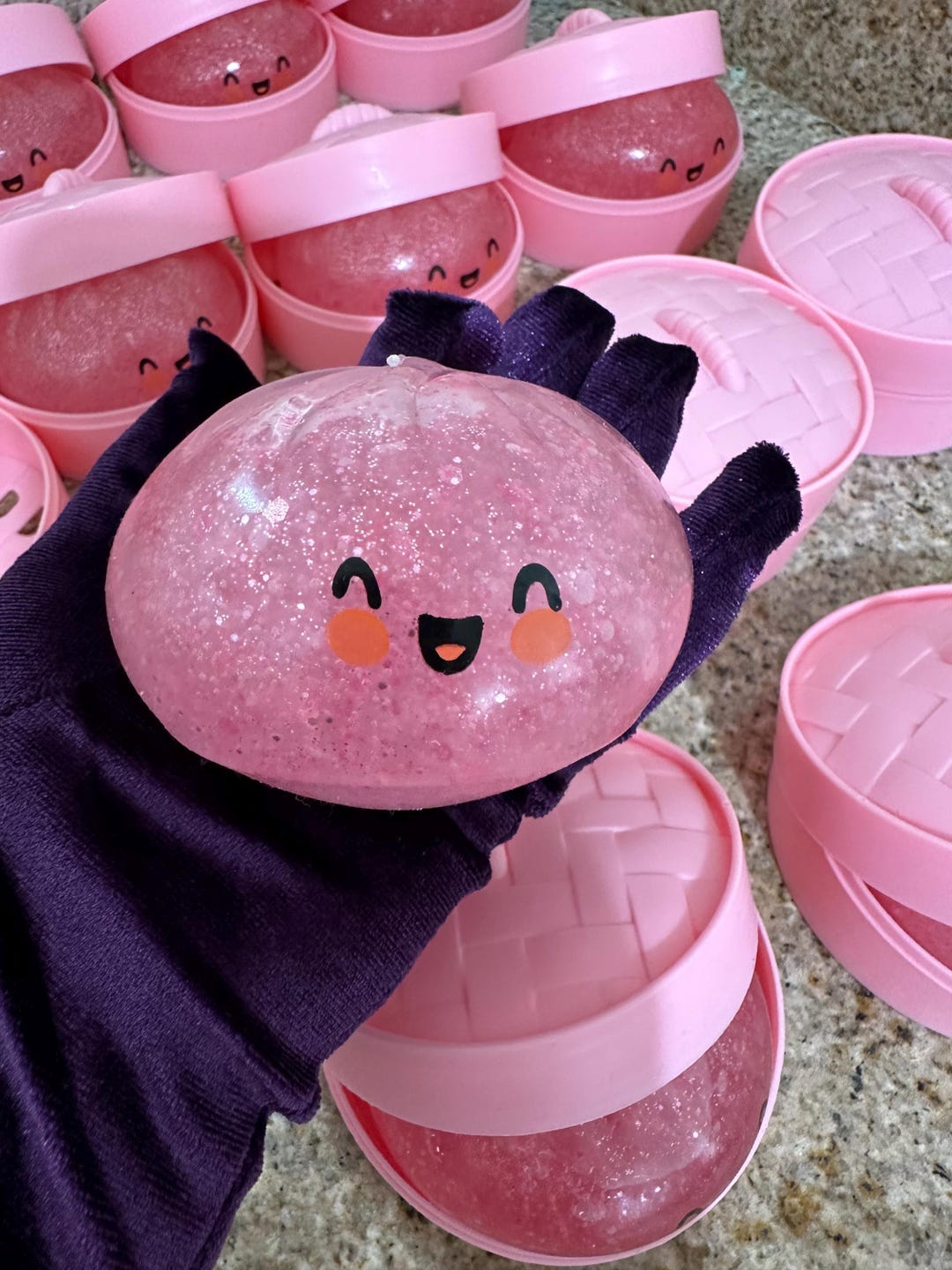 Rare Pink Blush Glitter Squishy Dumpling in Pink Toy Steamer. - Etsy