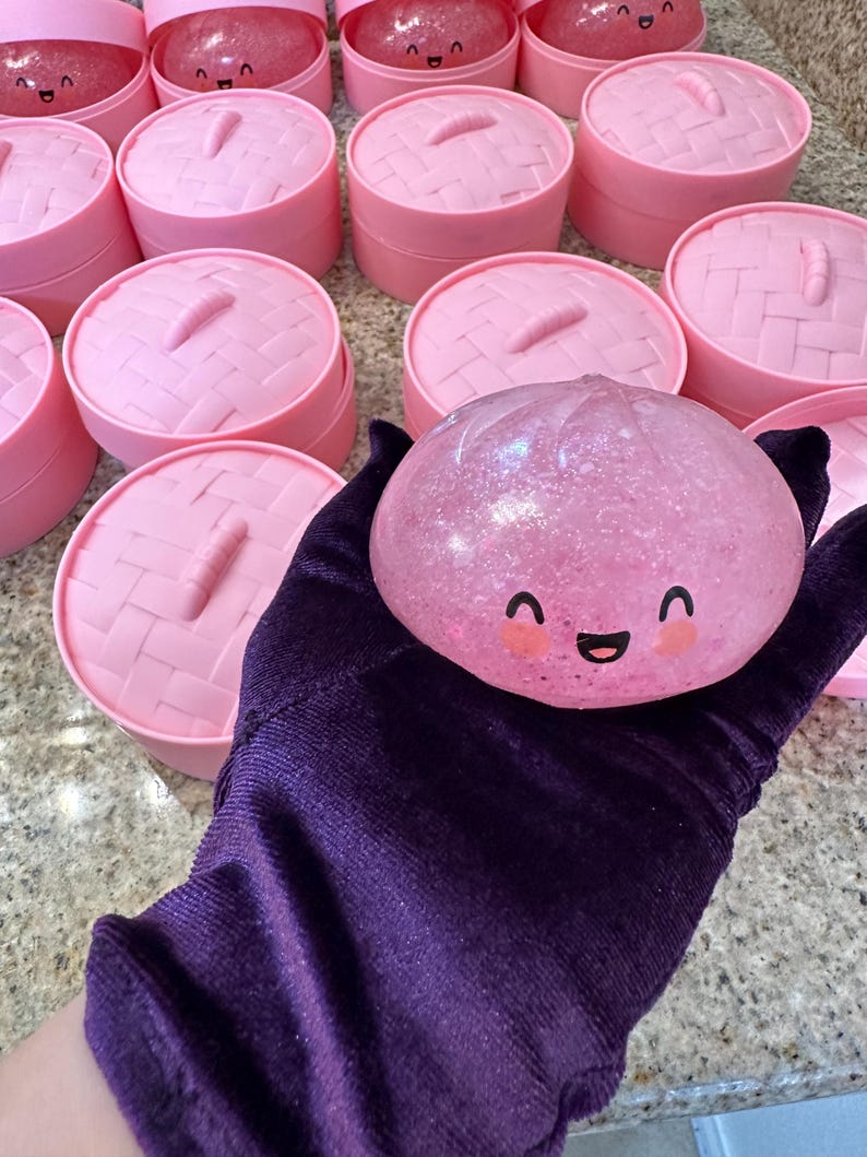 Rare Pink Blush Glitter Squishy Dumpling in Pink Toy Steamer. - Etsy