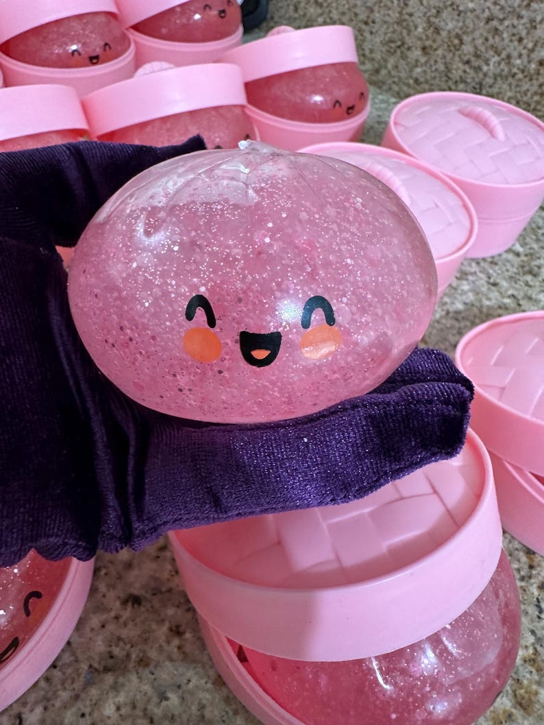 Rare Pink Blush Glitter Squishy Dumpling in Pink Toy Steamer. - Etsy