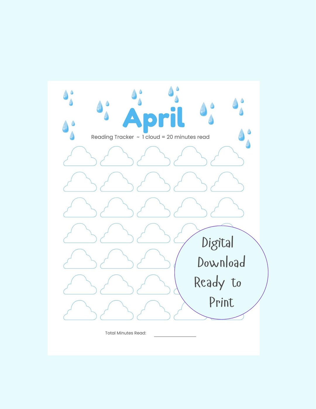 April Monthly Reading Log Printable for Kids – Spring Reading Tracker ...