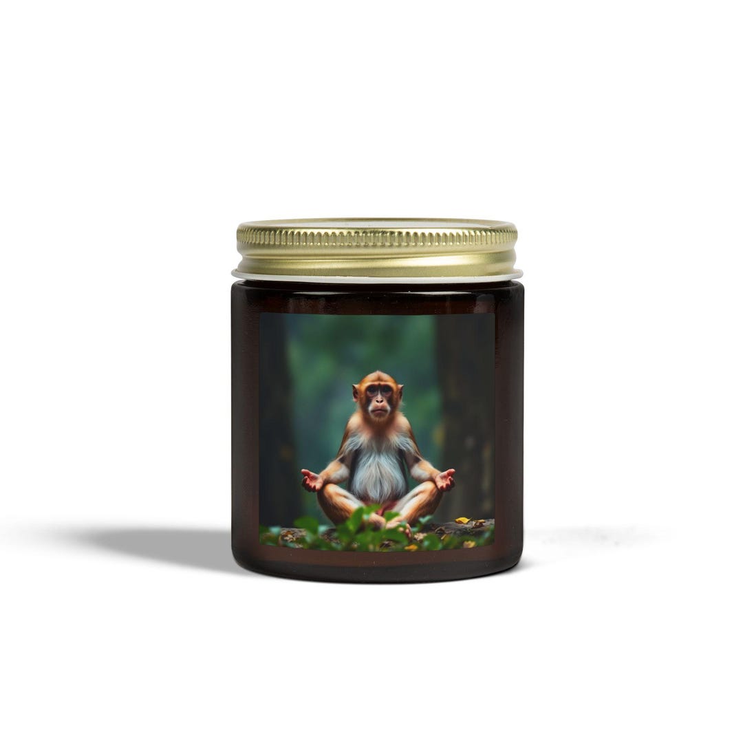 Meditating Monkey Scented Candles, Coconut Apricot Wax (4oz, 9oz) - Etsy UK