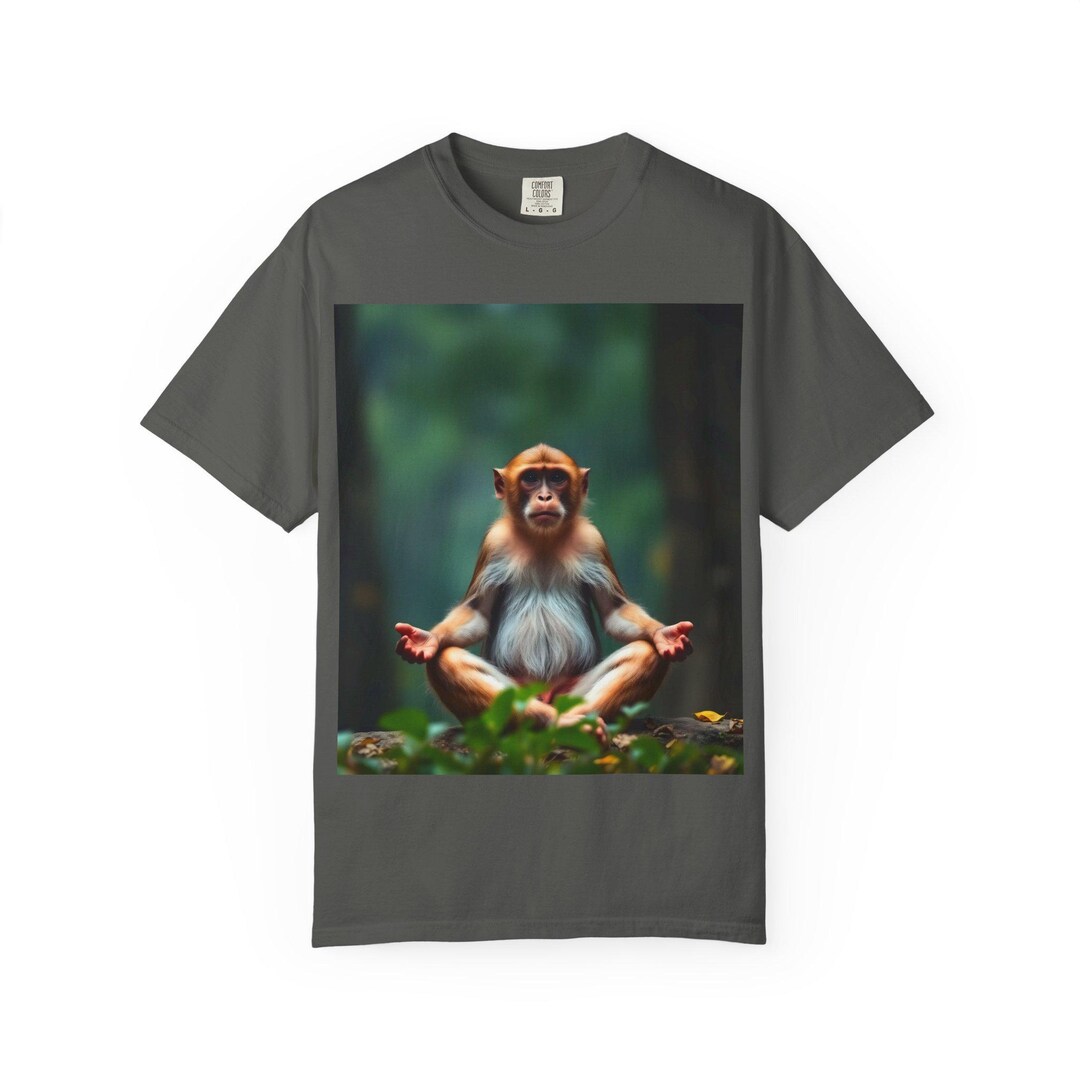 Meditating Monkey T-shirt | Zen Primate Artwork, Forest Vibe - Etsy