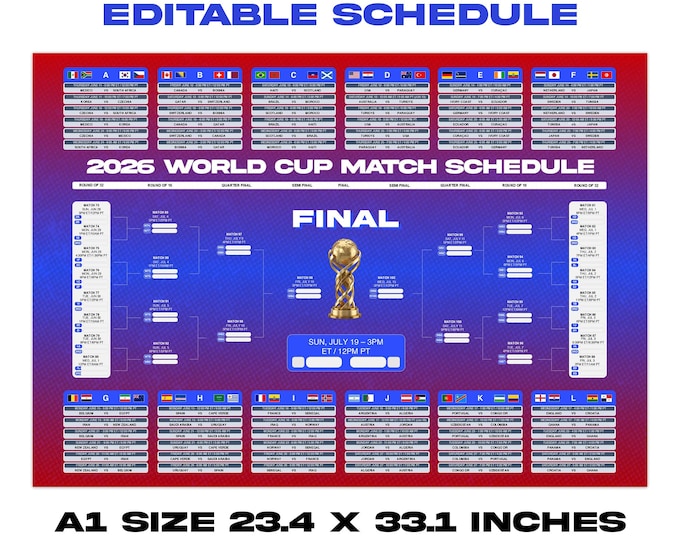Fifa World Cup 2026 Schedule Template 2026 Fifa World Cup Wall Chart