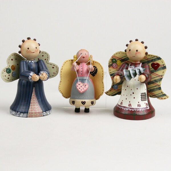 Painted Wood Angel - Etsy