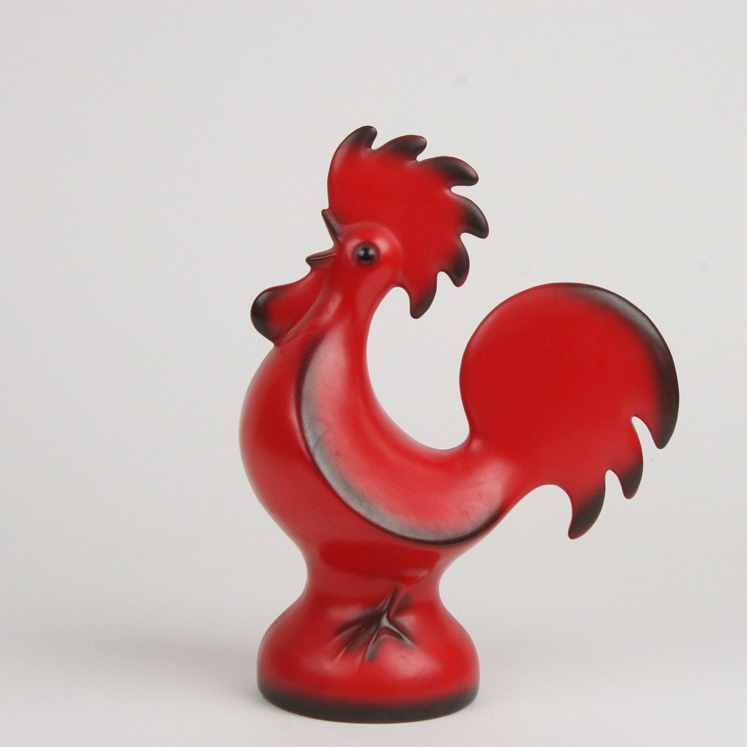 Goebel Red and Black Rooster Bank, Scarce Chanticleer, 1960s Era, Has ...