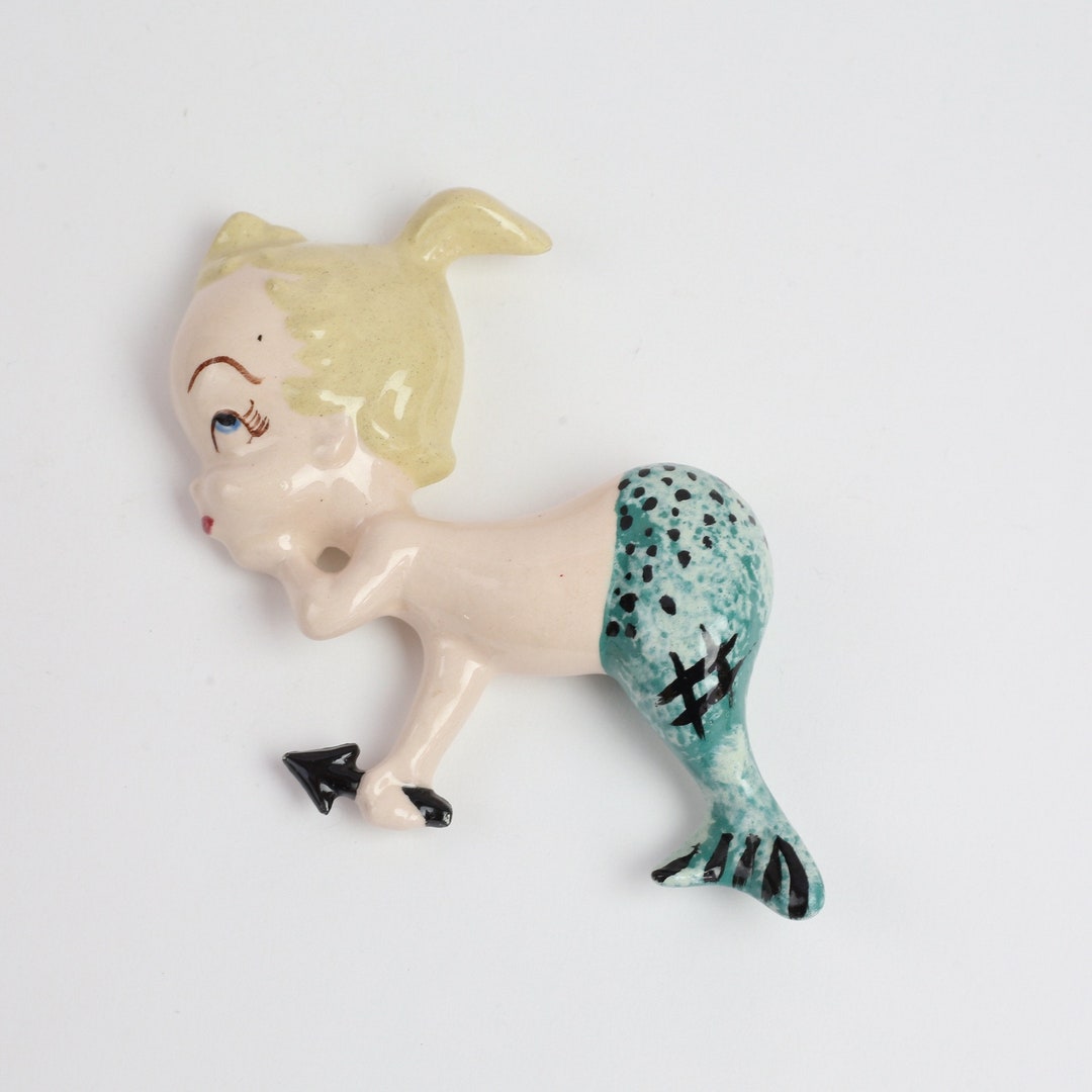 Young Mermaid With Arrow, Blonde Ponytail, Slightly Shabby 5.25 Inch ...