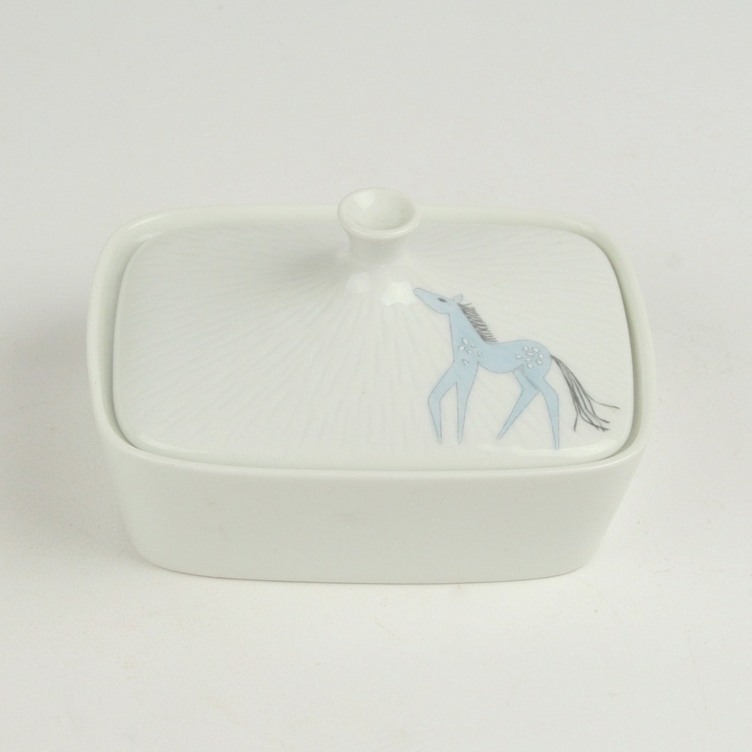 Rosenthal Inka Trinket Box: MCM Blue Pony Design, Germany - Etsy