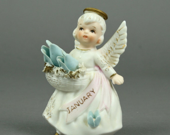 Vintage Lefton January Birthday Angel With Snowdrops and Spaghetti Made ...