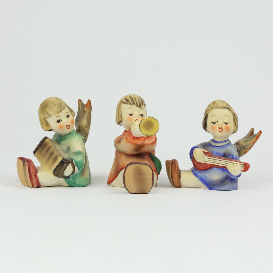 Three Red Tipped Wings Goebel Angels With Horn, Concertina and Lute, 2. ...