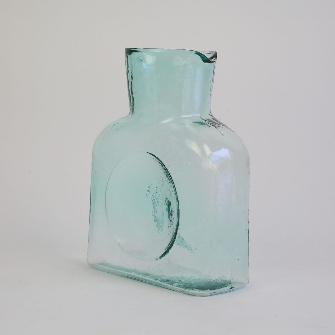 Blenko 384 Glass Water Bottle: Pale Blue Green Double Spout - Etsy