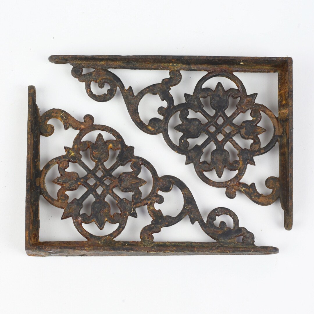 Cast Iron Shelf Brackets, Smaller Size, Original Black Rusty Rustic ...