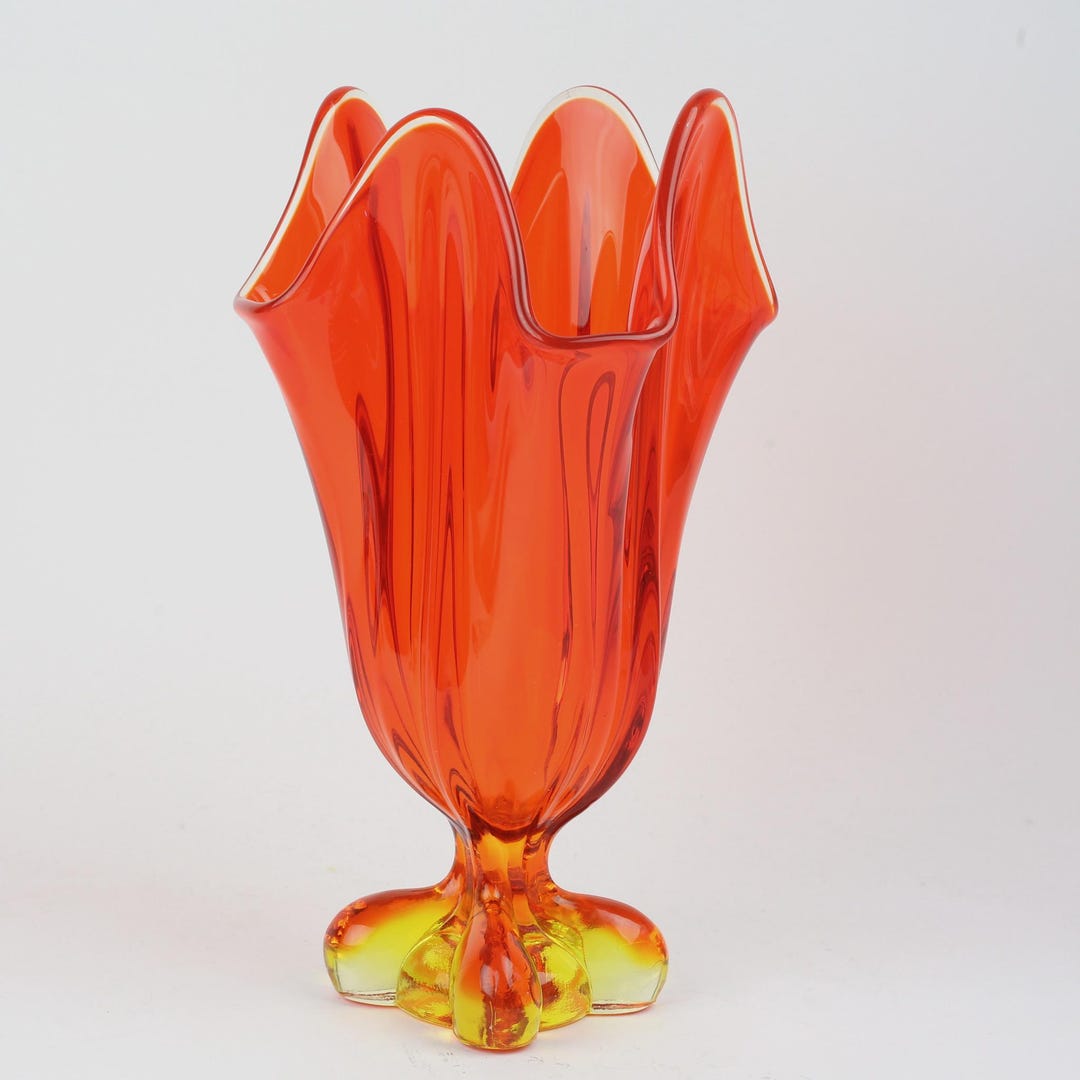 Viking Glass Epic Line Four Square, 11” Glass Vase, 4 Toed Base, 4 ...