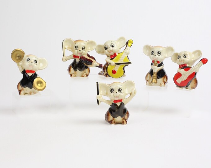 Set of 6 Mouse Musicians Including Conductor, Anthropomorphic Mice ...