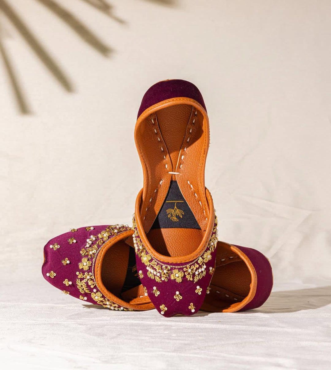 Maroon Embroidered Punjabi Jutti, Women's Traditional Indian Mojari ...