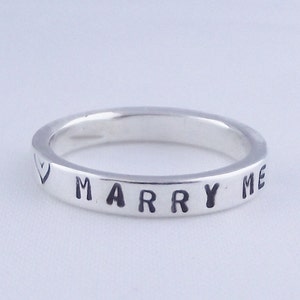 Lovely Handmade Sterling Silver Skinny Personalised Proposal "marry Me ...