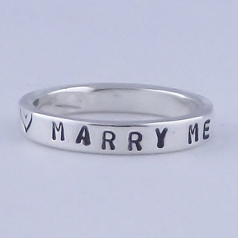 Lovely Handmade Sterling Silver Skinny Personalised Proposal "marry Me ...
