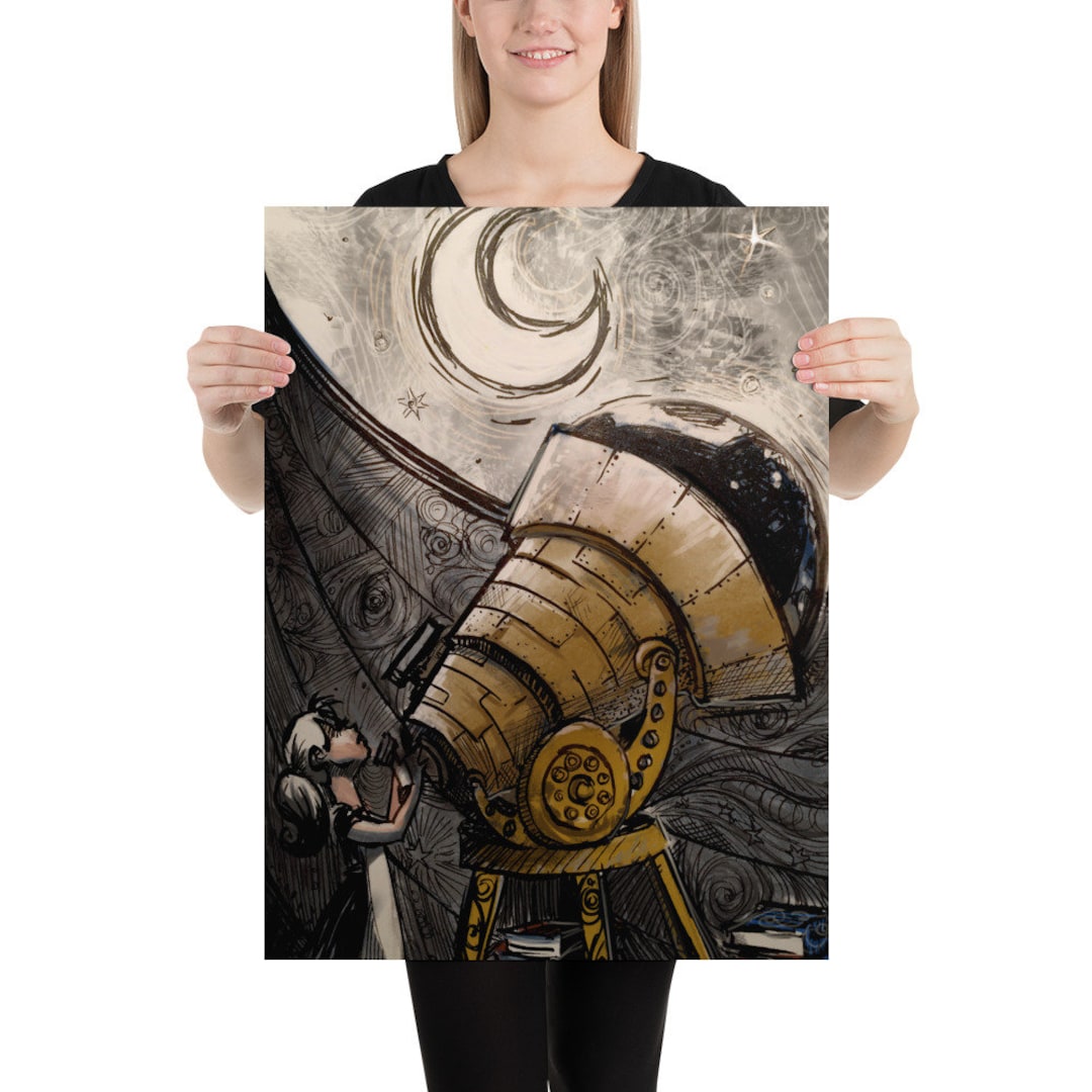 Steampunk Vintage Telescope Poster, Astronomy Art, Star Gazing Print ...