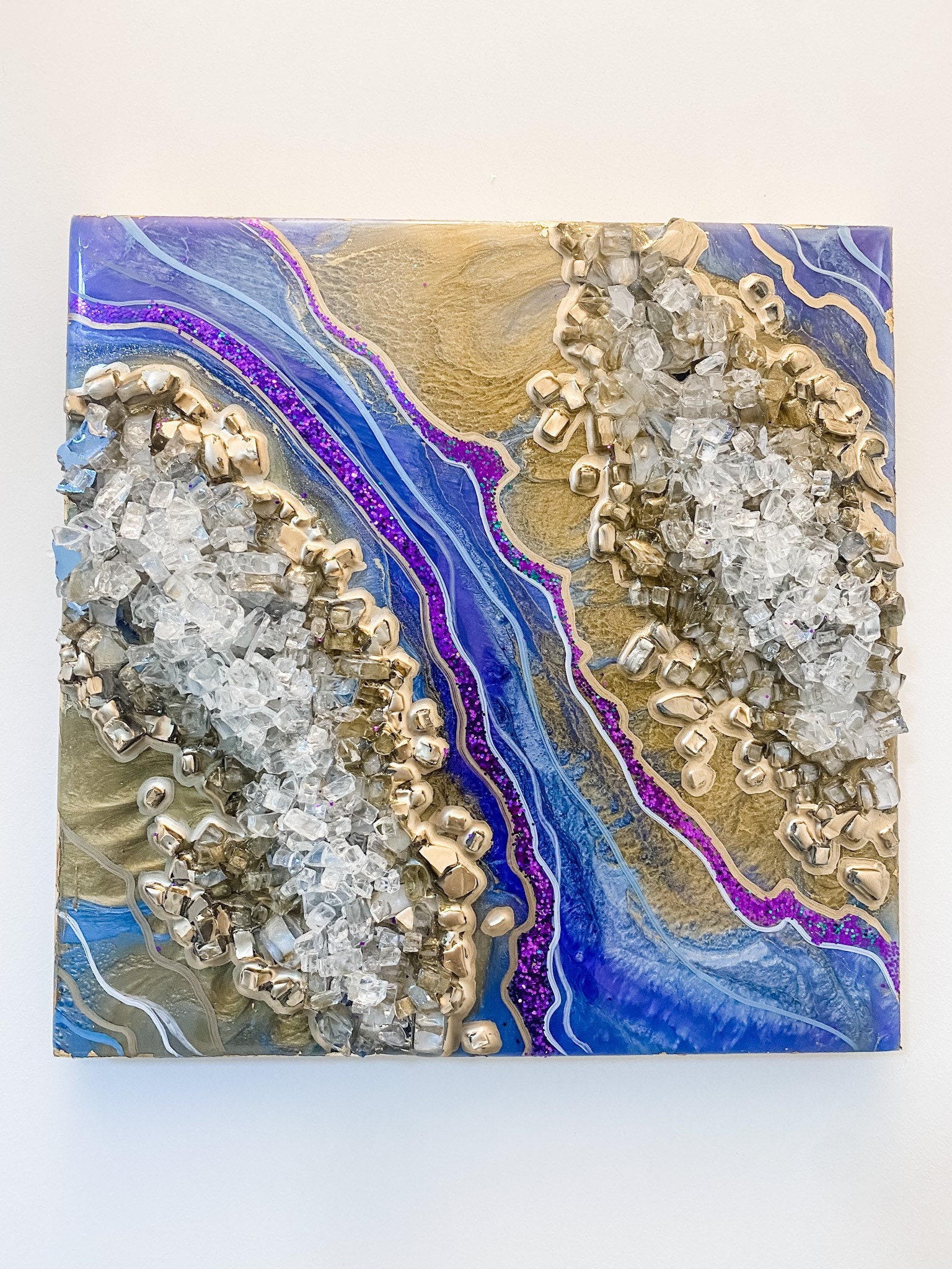 Purple Blue and Gold Geode Geode Wall Art Resin Geode - Etsy