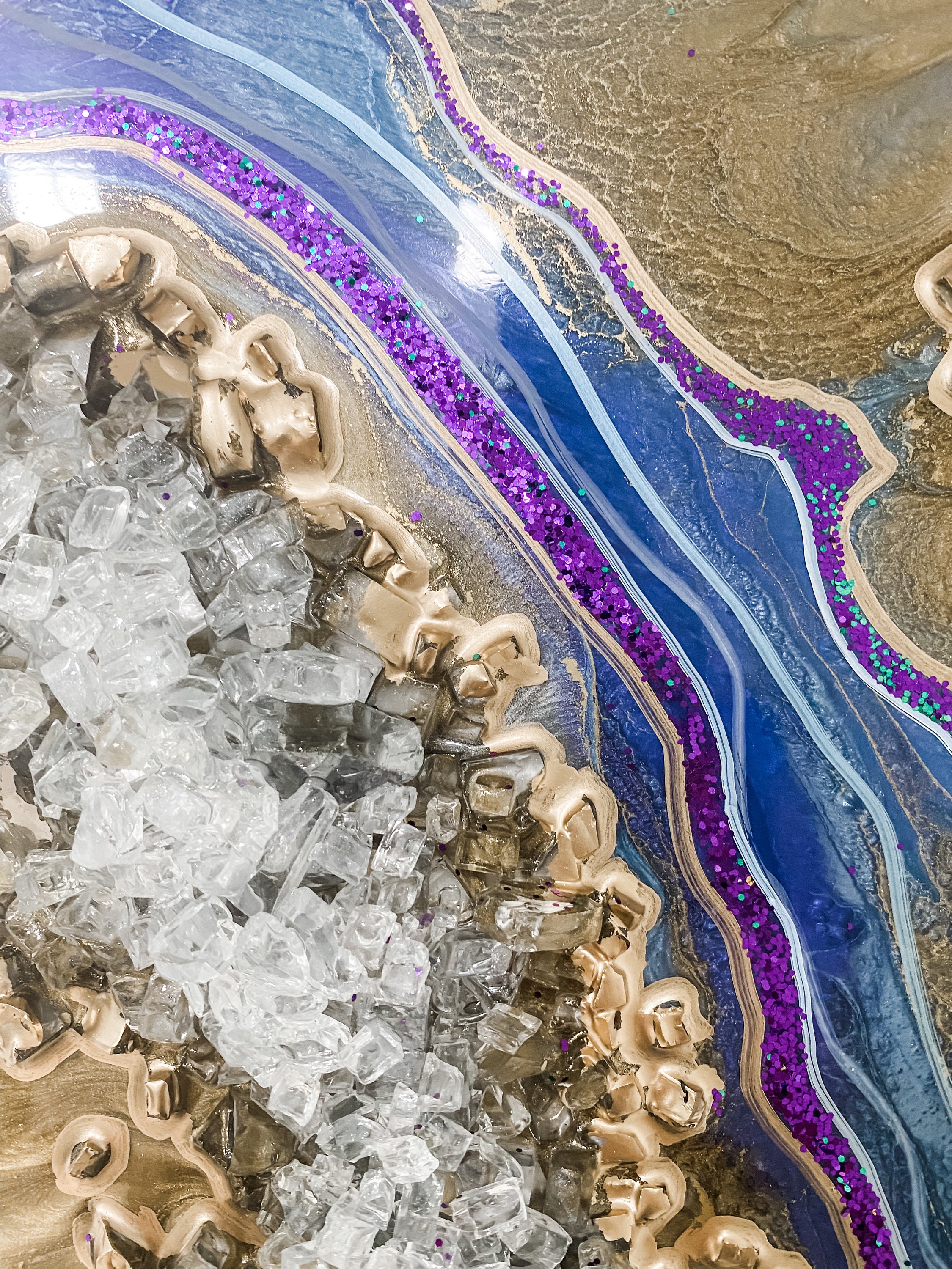 Purple Blue and Gold Geode | Geode Wall Art | Resin Geode | Resin 3D ...