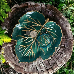 Leaf Trinket Dish, Fall Autumn Decor, Moody Nature Inspired Coffee ...