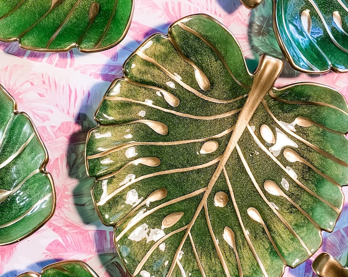 Monstera Leaf Trinket Dish, Monstera Plant Decor, Ring Holder, Jewelry ...