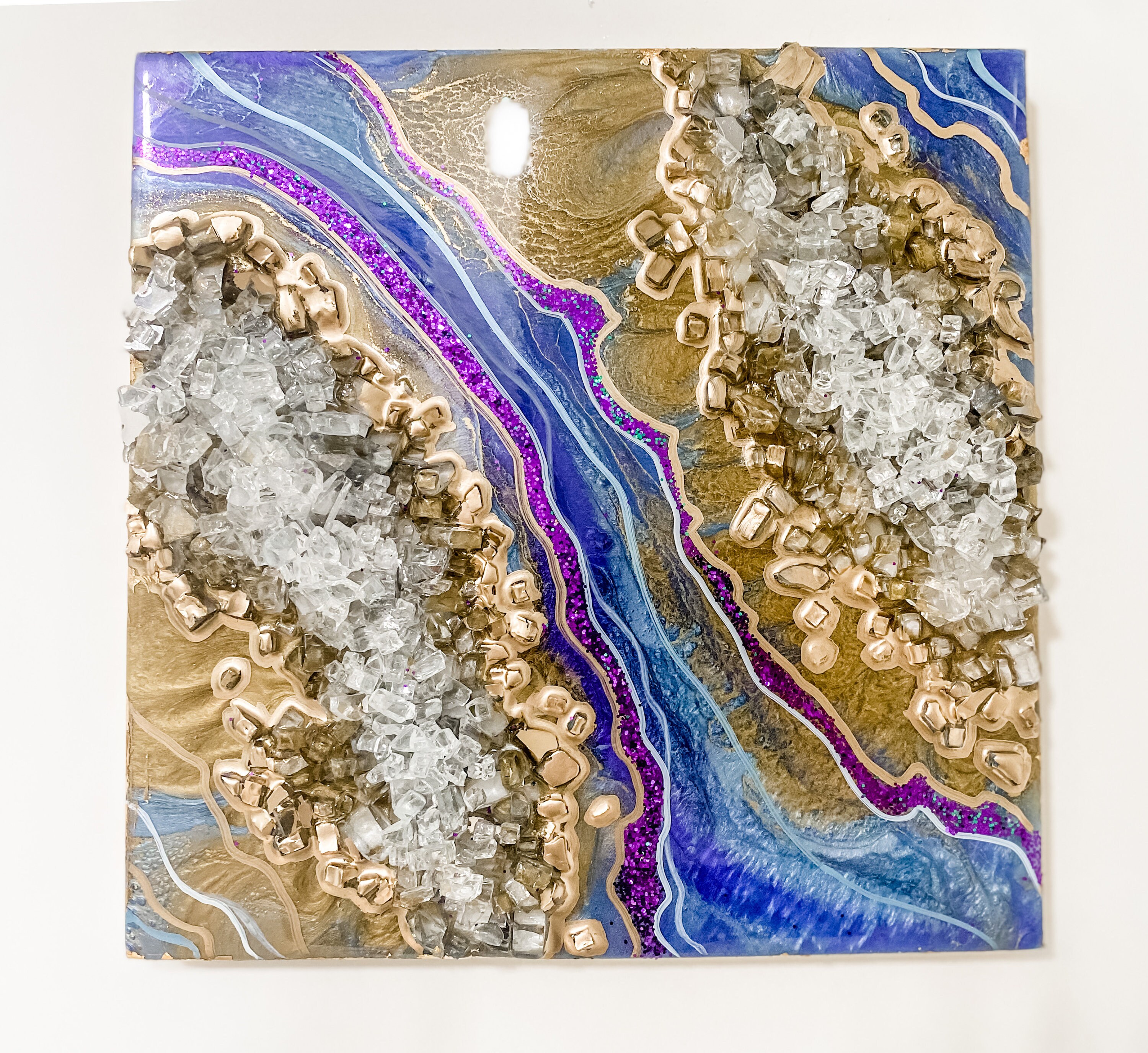 Purple Blue and Gold Geode | Geode Wall Art | Resin Geode | Resin 3D ...