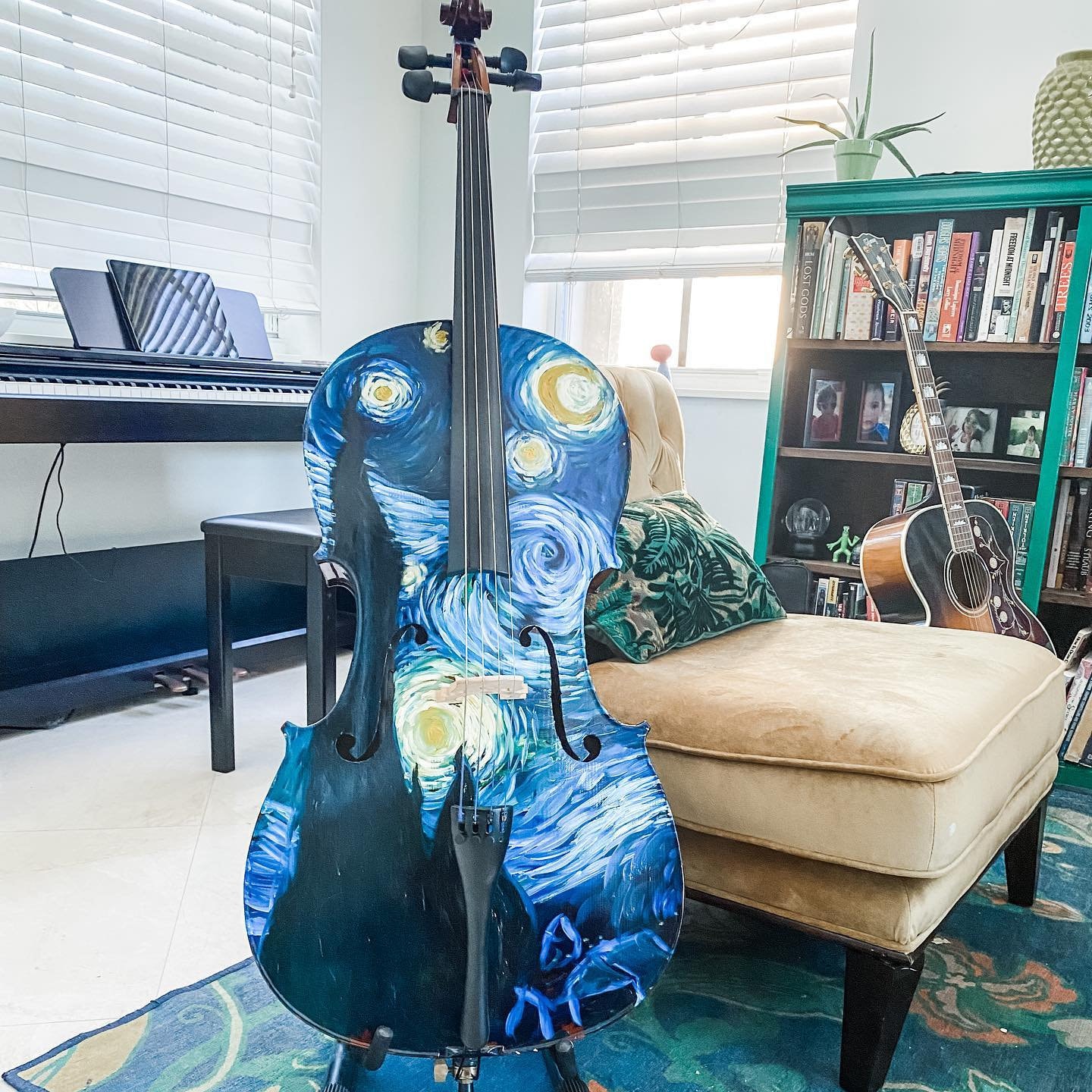 Starry Night Cello, Handpainted Instrument in Oils, One of a Kind OOAK ...