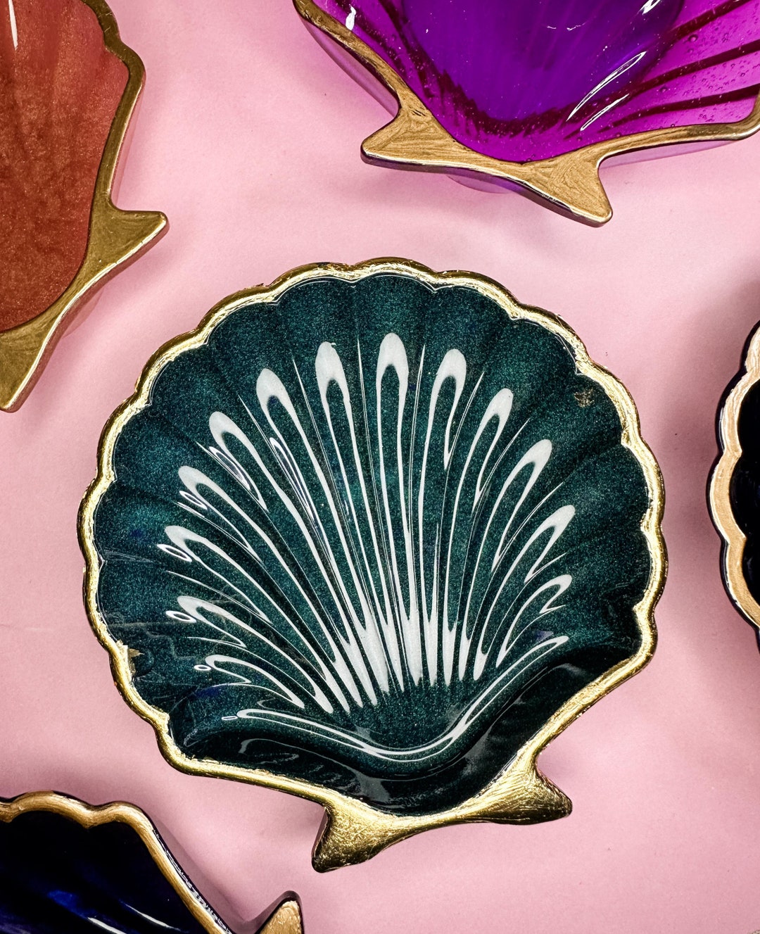 Seashell Dish in Any Color, Glassy Trinket Tray, Jewelry Vanity, Catch ...