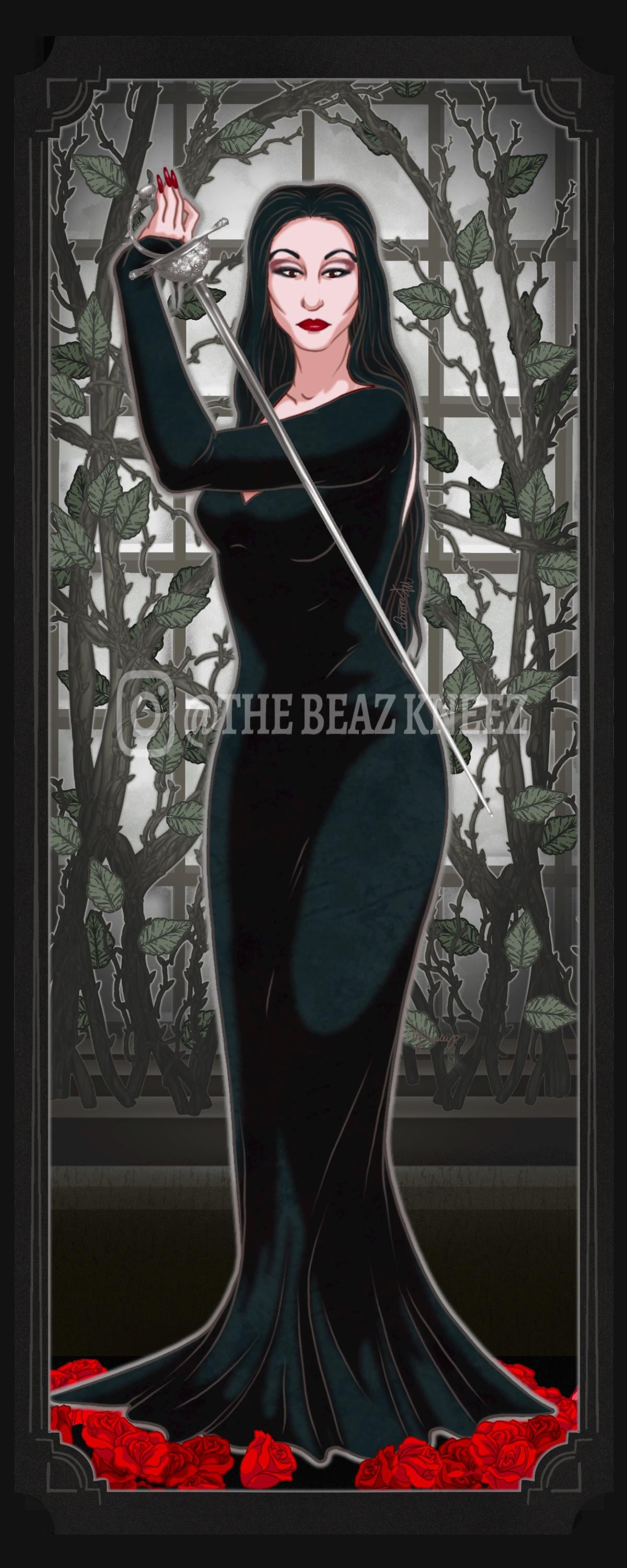 Morticia Addams Horror Woman Icon Dark Creepy Gothic Art Nouveau Deco ...