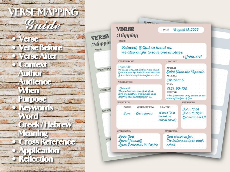 Verse Mapping Bible Study Printable, Digital Bible Journal Worksheet ...