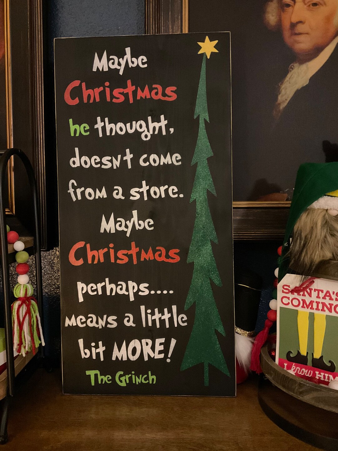 The Grinch Christmas Wood Sign Decor - Etsy
