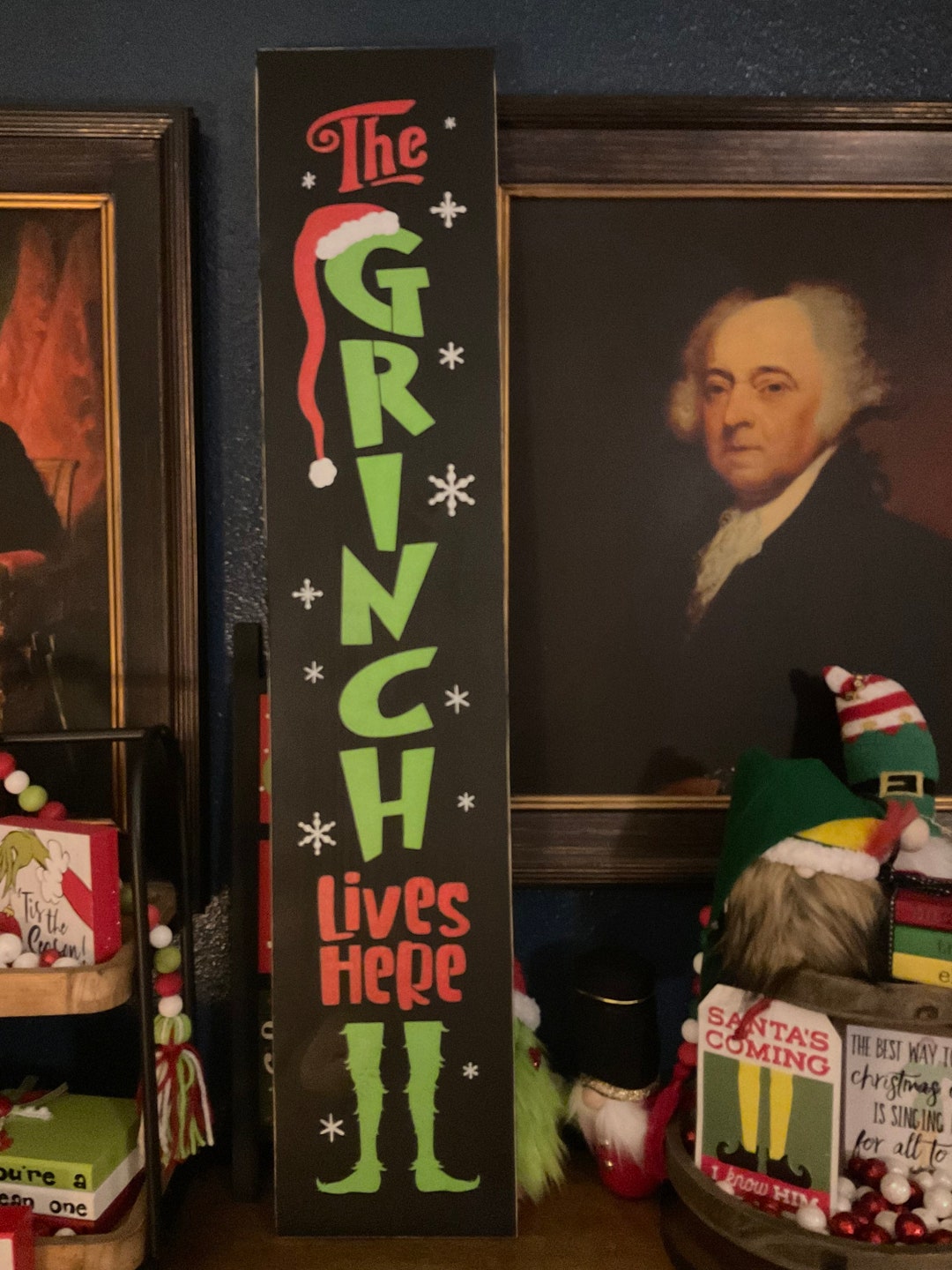 The Grinch Christmas(the Grinch Lives Here) Wood Sign - Etsy