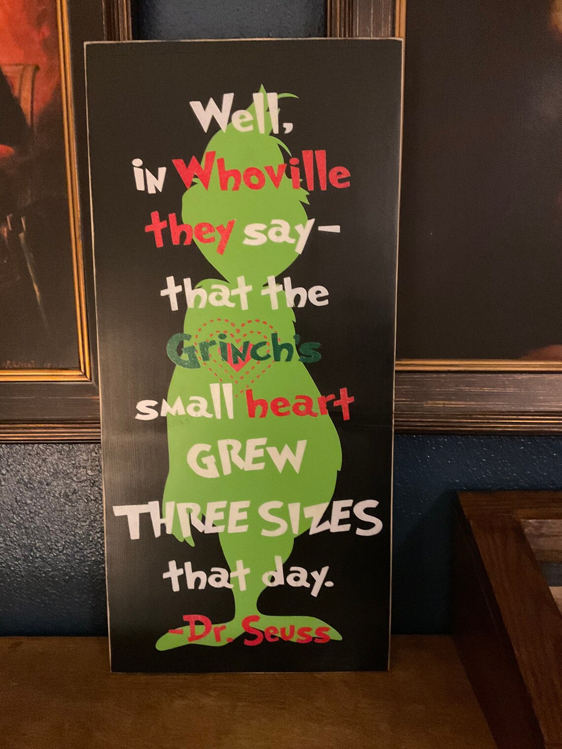 The Grinchsmall Heart Grew Christmas Wood Sign Decor - Etsy