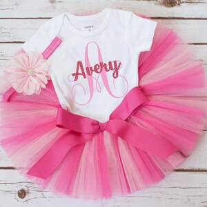 Pink Personalized Monogram Tutu Outfit for Girls 'anita' Monogram ...