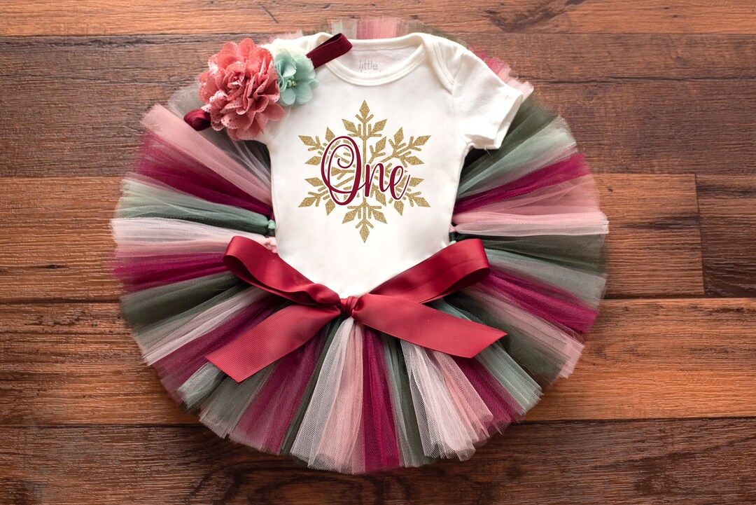 Snowflake Christmas First Birthday Outfit "cranberry" - Etsy