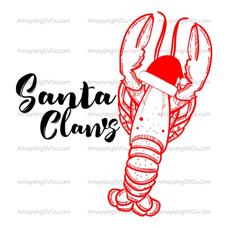 SVG Santa Claws Lobster Santa Maine Christmas New - Etsy
