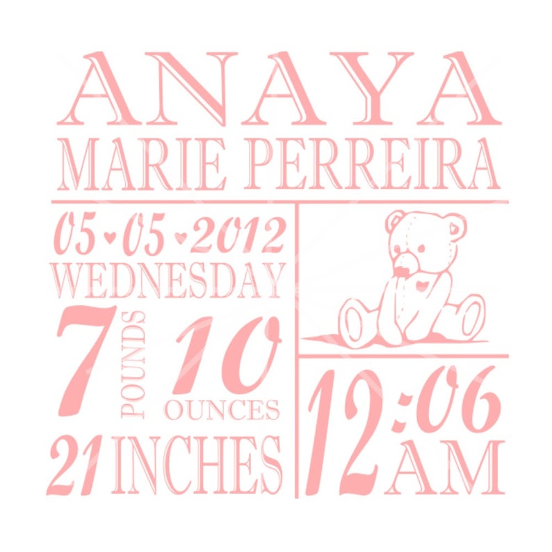 Baby Birth Stats Tile Svg Baby Stats Svg Baby Birthday Tile - Etsy Canada