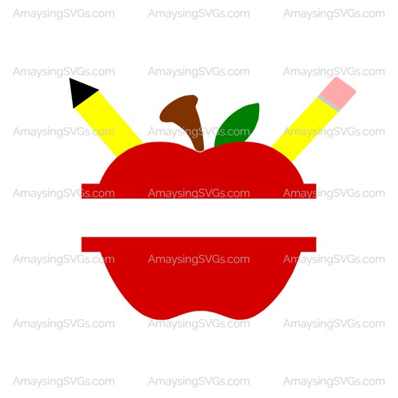 Split Apple With Pencils Svg Split Apple Svg Back to School - Etsy Canada