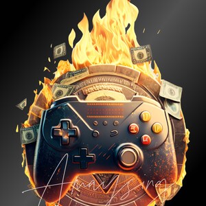 HD Flaming Game Controller PNG 300DPI - Ideal for Sublimation Prints ...
