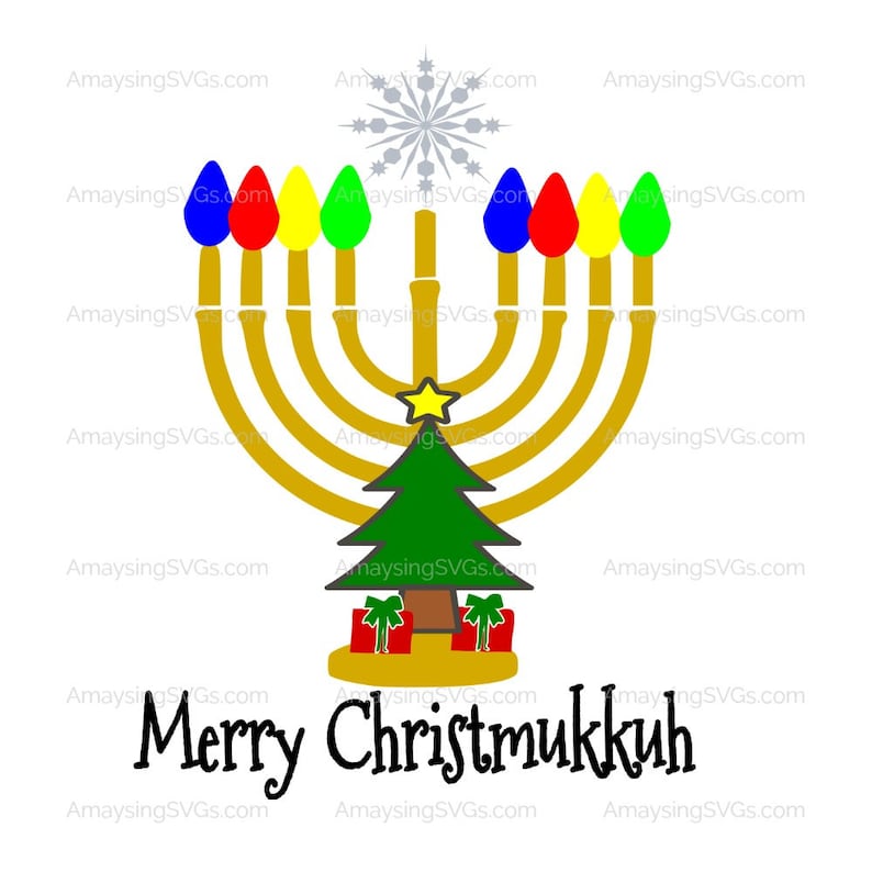 Merry Christmukkah Svg Menorah Christmas Tree Svg Hanukkah - Etsy