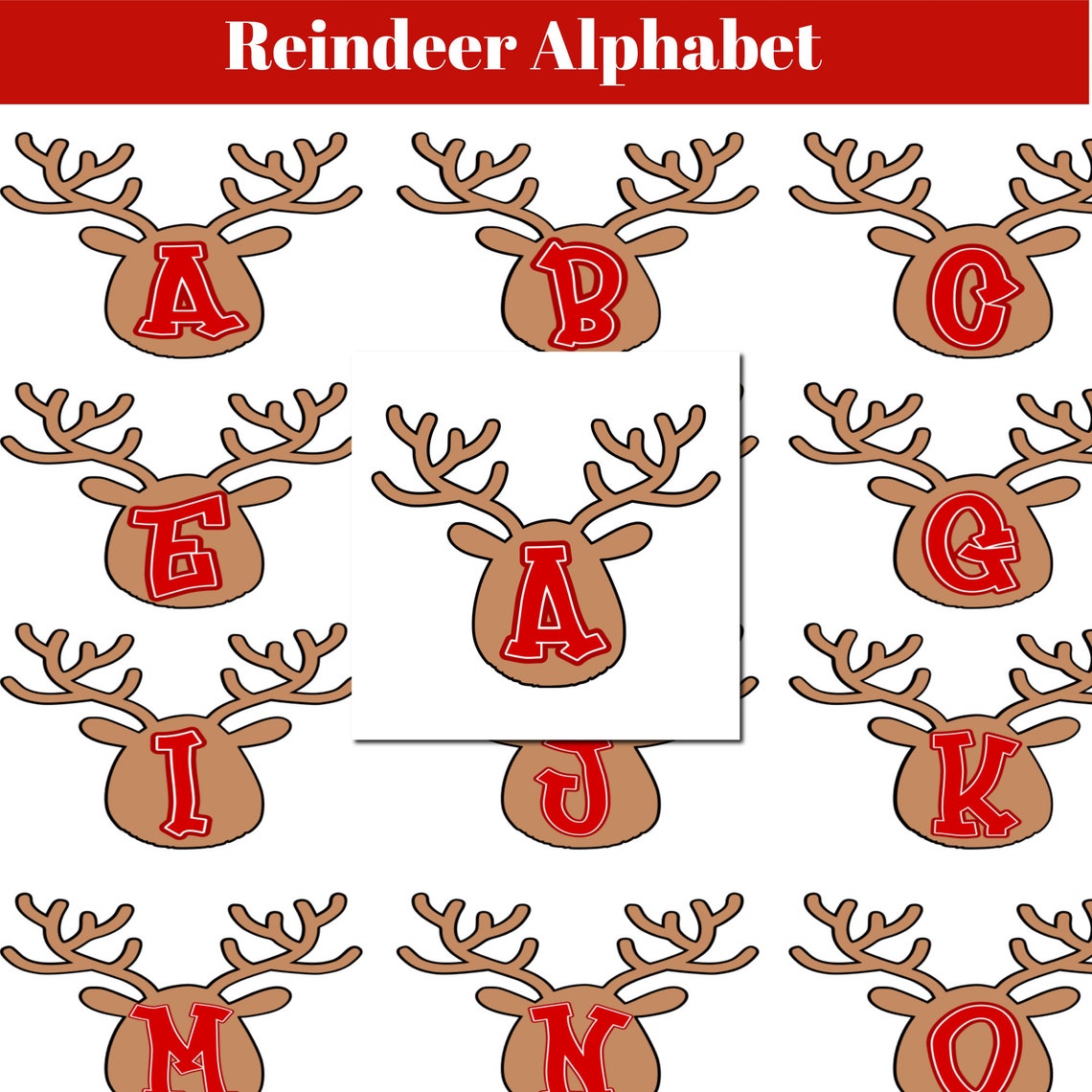 Christmas Reindeer Alphabet Svg Reindeer Alphabet Dxf - Etsy