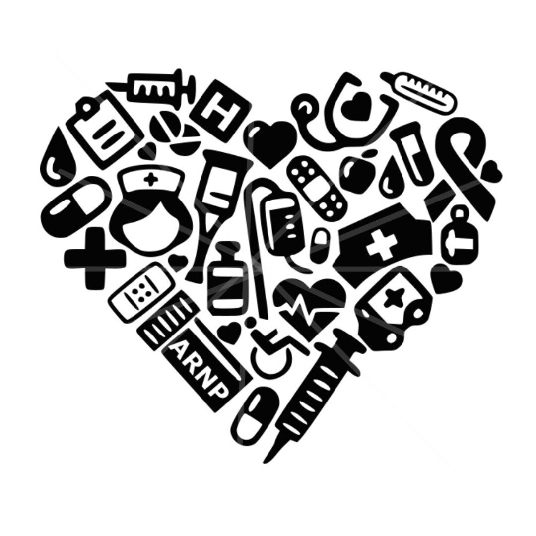 SVG - ARNP Collage Heart - DXF - Nurse Svg - Medical - Lpn - Rn ...