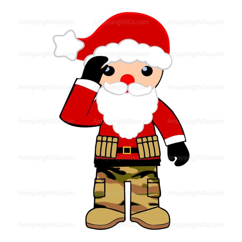 Svg Santa Soldier Santa Saluting Svg Military Santa Svg Etsy