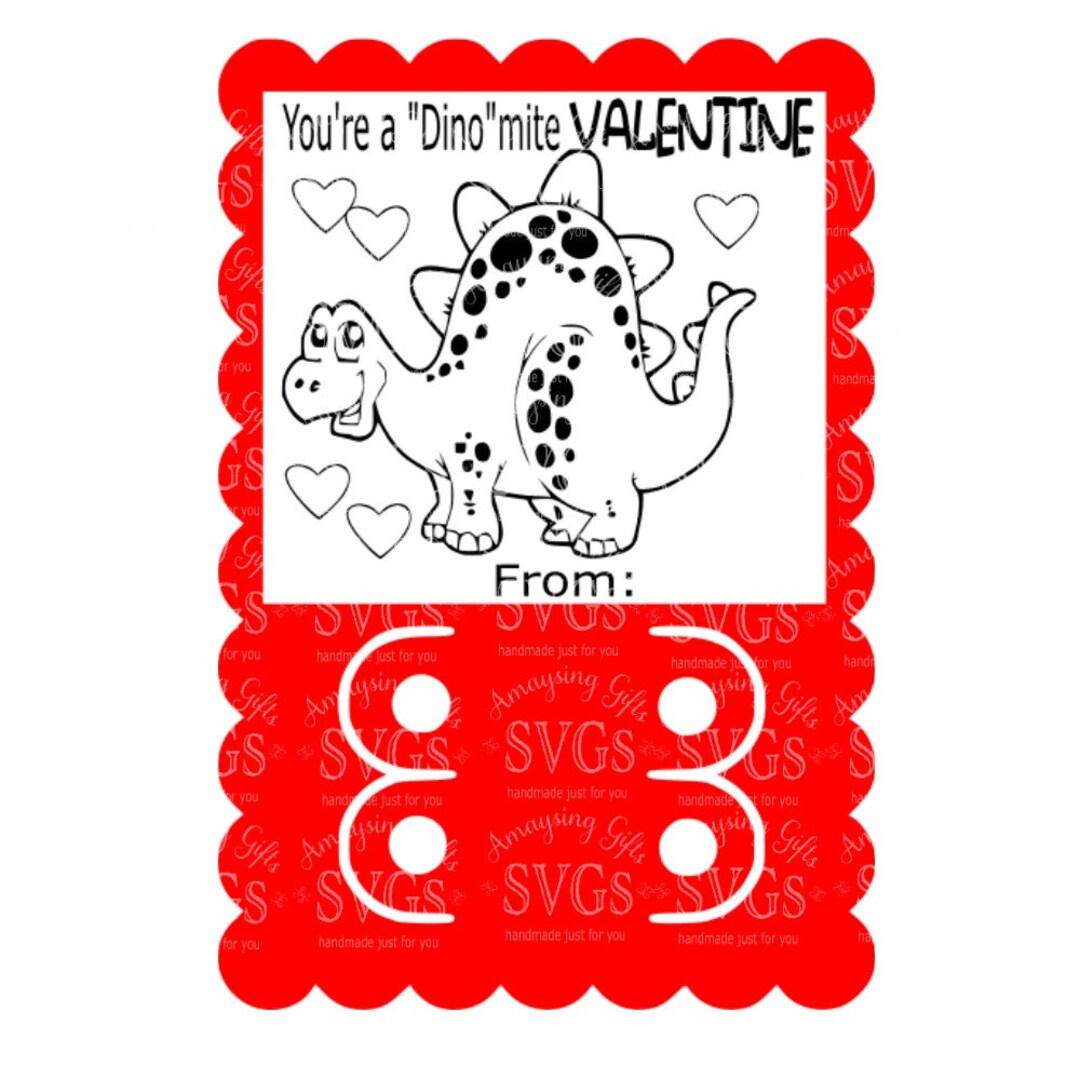Dinosaur Valentine Crayon Card Svg Valentine Svg Dino-mite Valentine ...