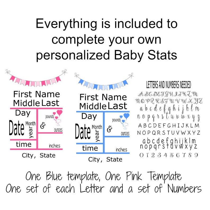 SVG Baby Birth Stats With Banner SVG Template New Baby - Etsy