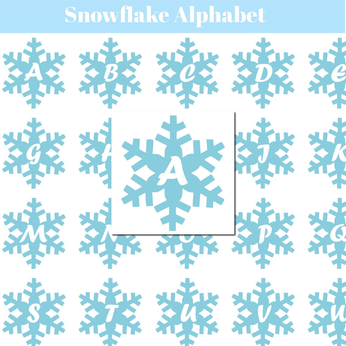 Snowflake Alphabet Svg Dxf Png Holiday Svg Winter Svg - Etsy