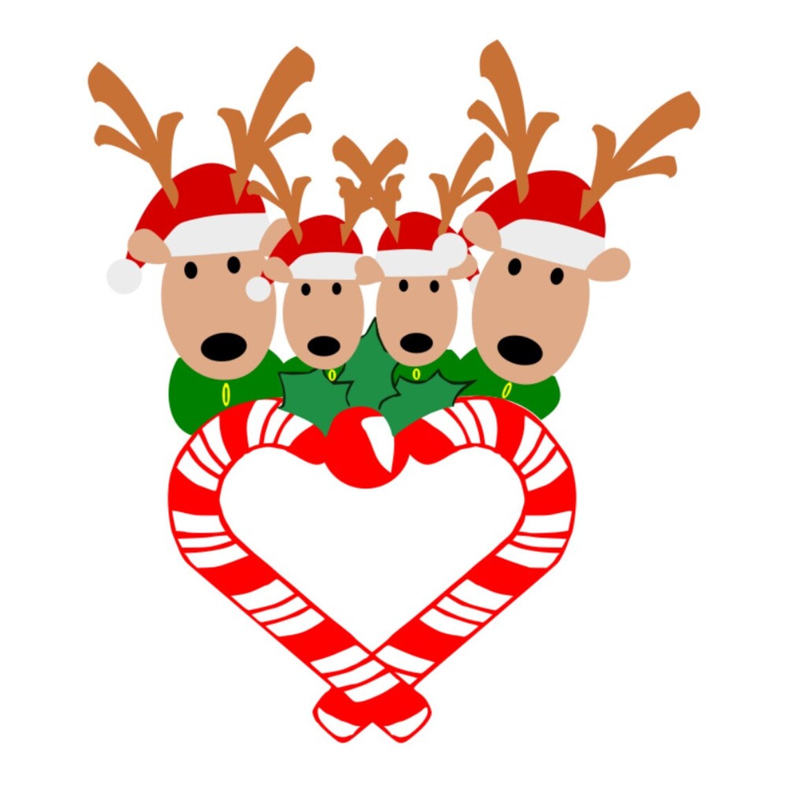 SVG Reindeer Family Candy Cane Heart Reindeer Family - Etsy