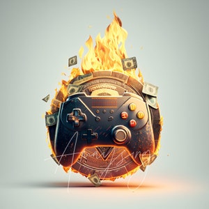 HD Flaming Game Controller PNG 300DPI - Ideal for Sublimation Prints ...