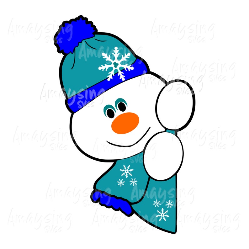Snowman With Hat and Scarf Svg, Snowman Head Svg, Snowman Peeking Svg ...
