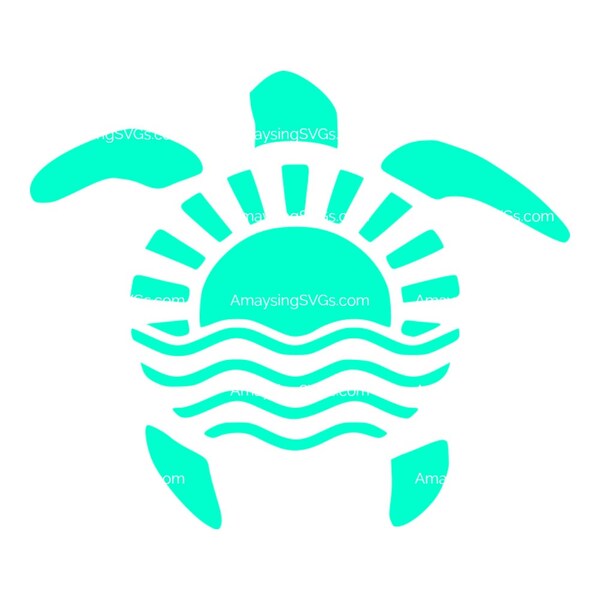 Wave Turtle Sun Svg - Etsy